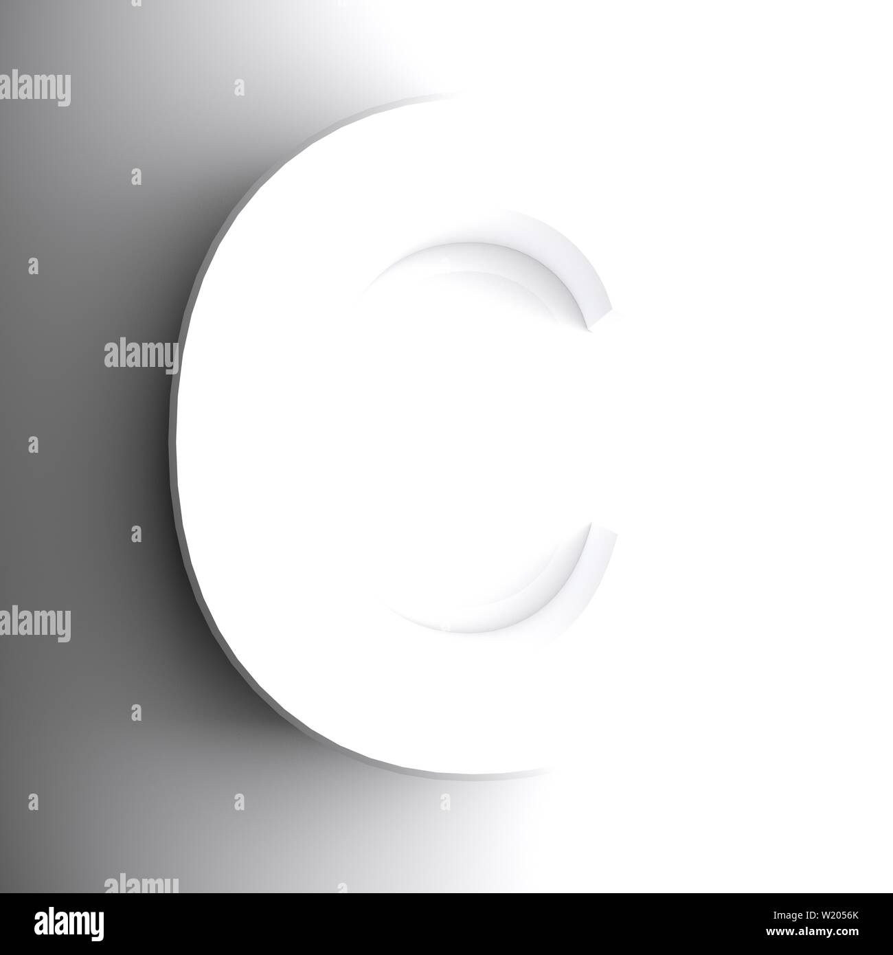 C white letter isolated on white background - 3D rendering illustration ...