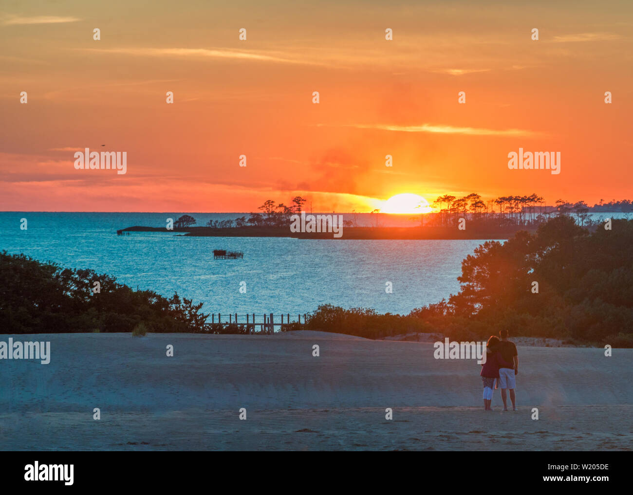 Romantic Sunset - Couple Hug Enjoying Beach Vacation and Sunset - North ...