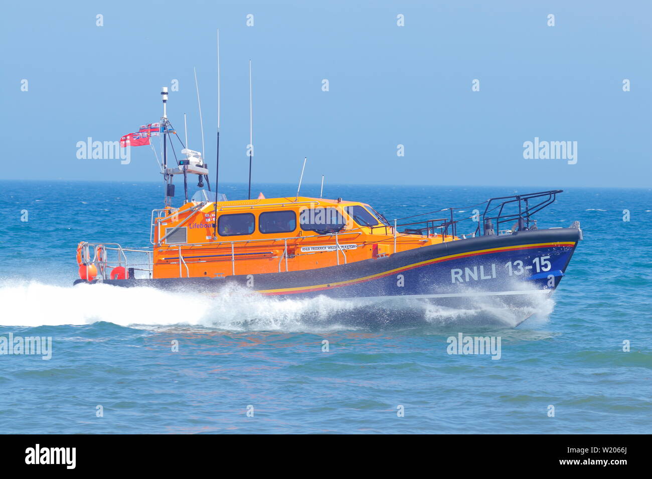 RNLI Scarborough Lifeboat crew demonstrating the Shannon Class all ...