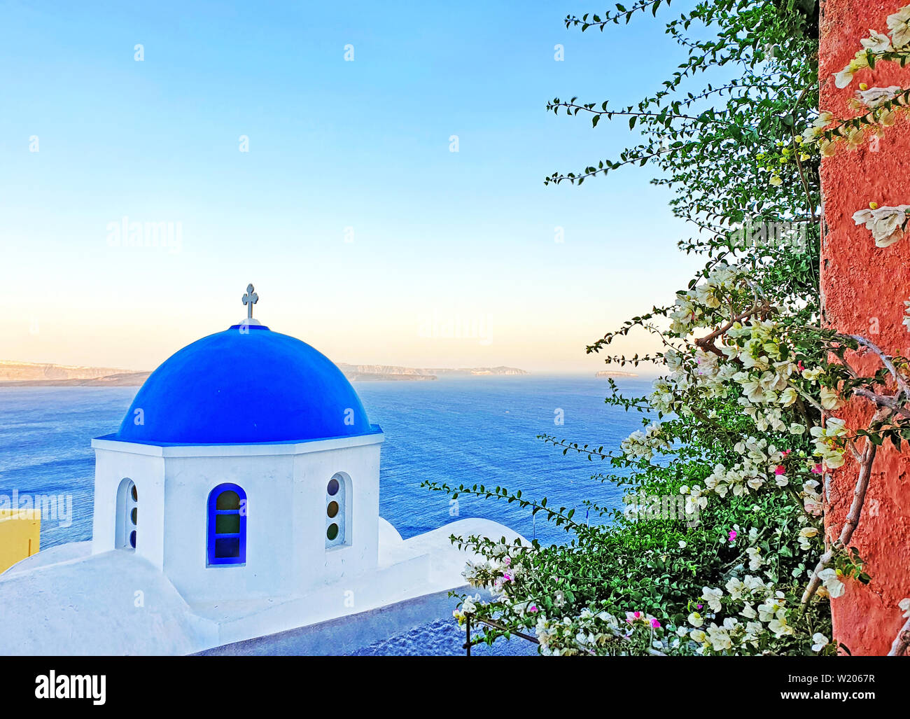 traditional greek Orthodox chapel at Oia village Santorini island ...