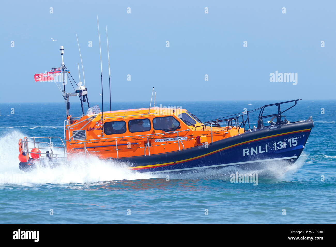 RNLI Scarborough Lifeboat crew demonstrating the Shannon Class all ...