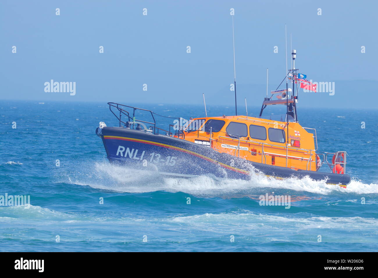 RNLI Scarborough Lifeboat crew demonstrating the Shannon Class all ...