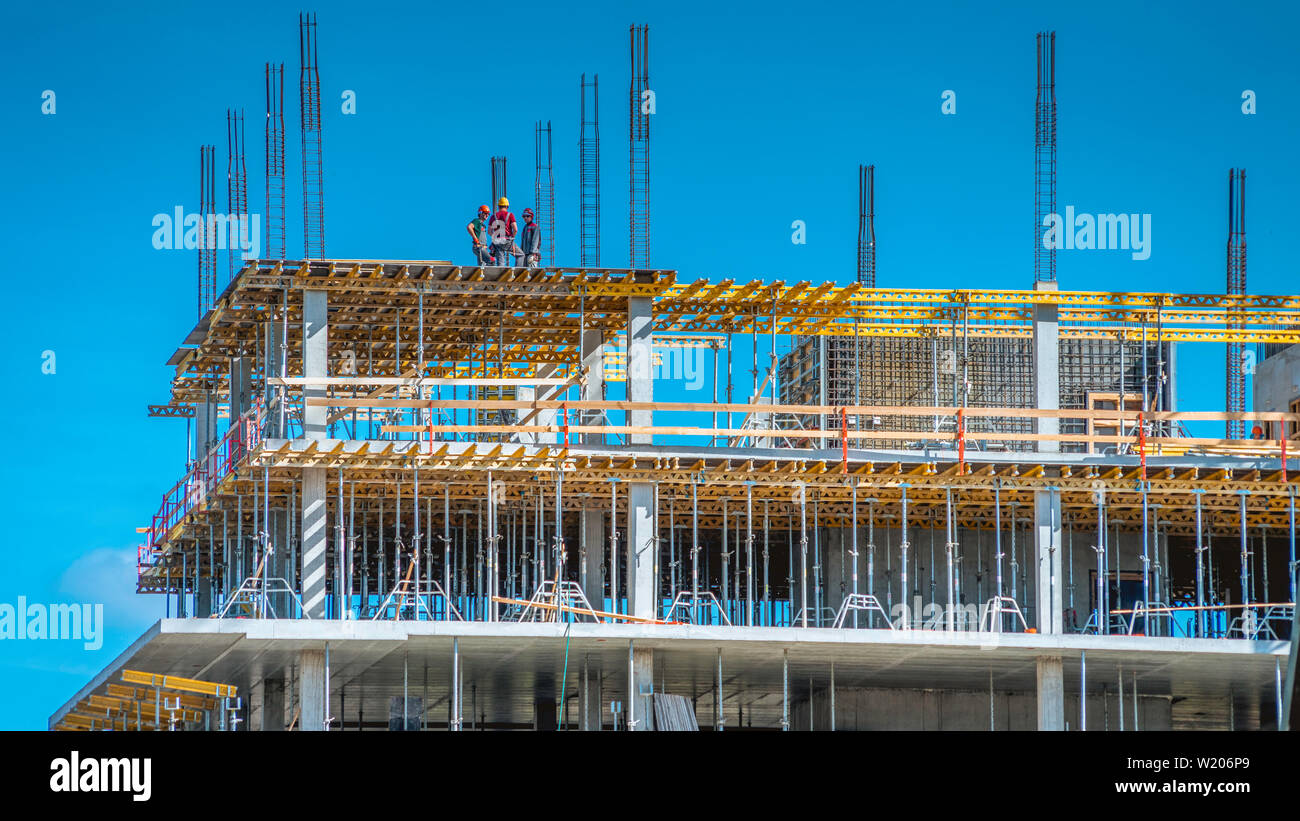 Vilnius, Lithuania - June 03, 2019: Construction workers working on ...
