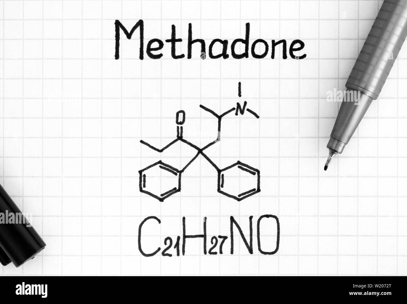 Chemical formula of Methadone with black pen. Close up Stock Photo - Alamy