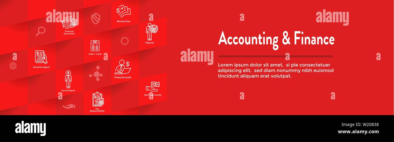 Accountant / Accounting Icon Set and Web Header Banner Stock Vector ...