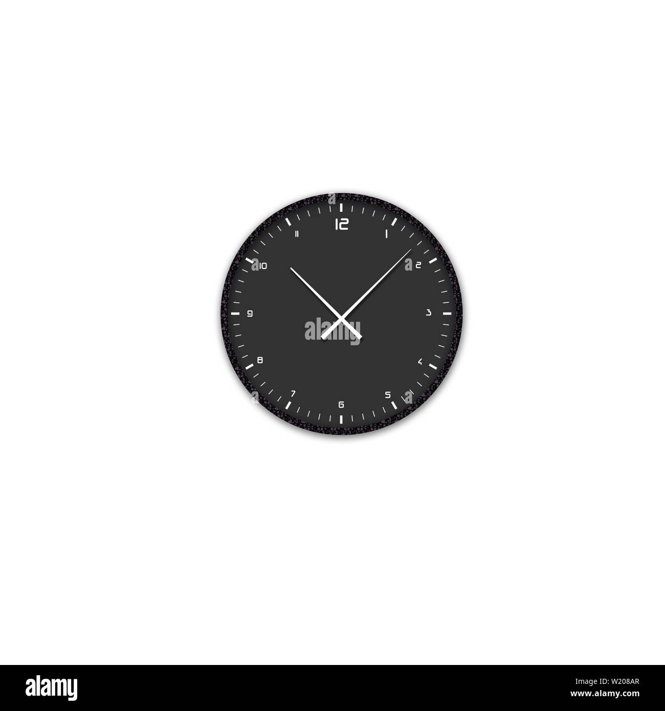 Icon of black clock face with shadow on menthol wall background Stock ...