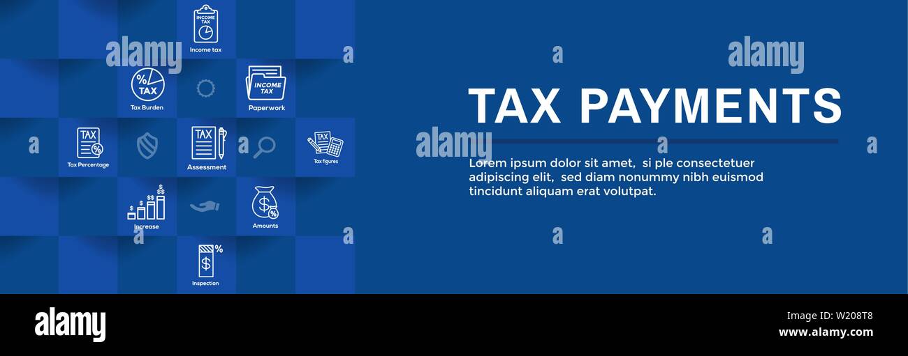 Tax concept w percentage paid, icon and income idea. Flat vector ...