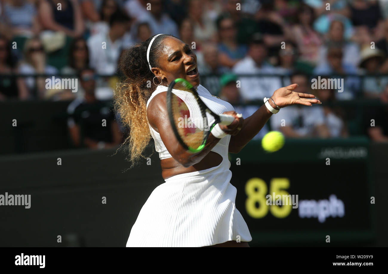 London, UK. 4th July, 2019. Serena Williams (USA) during her match ...