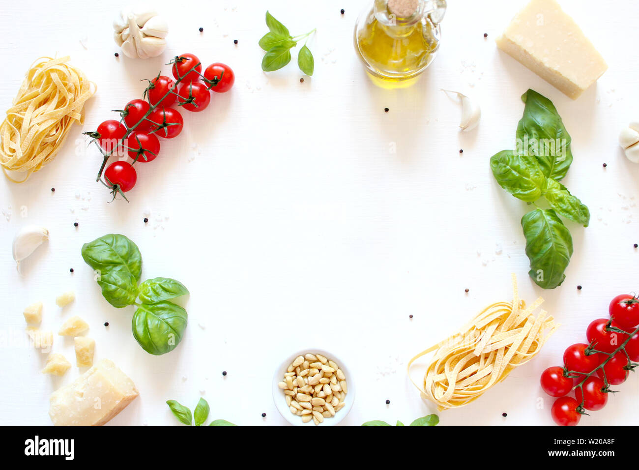 Food background with traditional ingredients for mediterranean cuisine ...