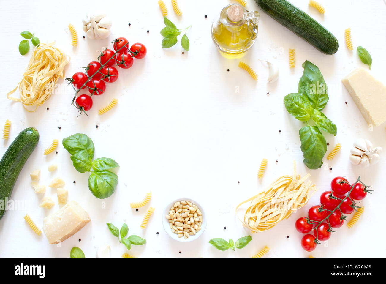 Food background with traditional ingredients for mediterranean cuisine ...