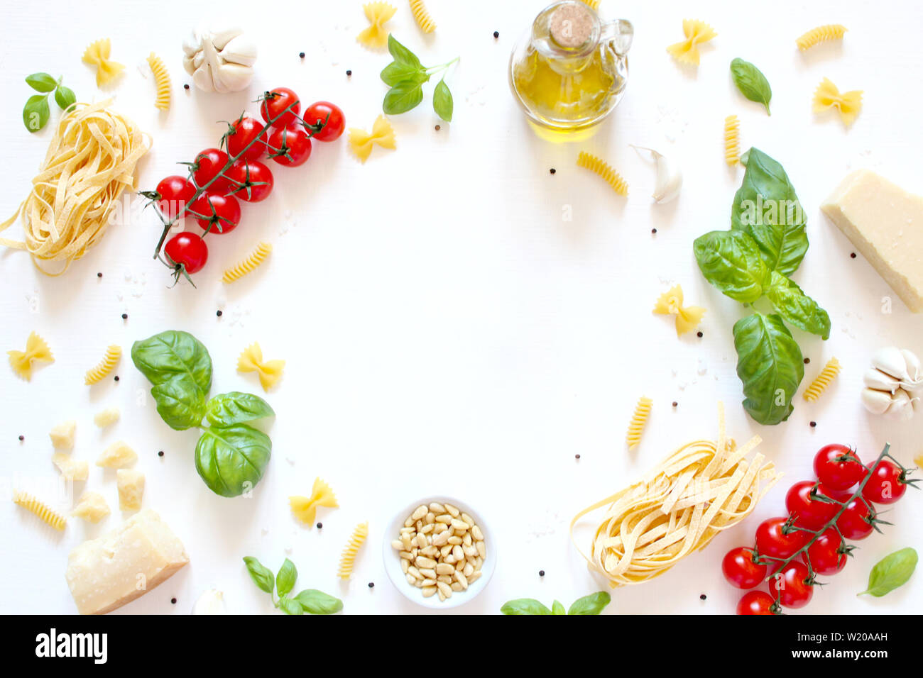 Food background with traditional ingredients for mediterranean cuisine ...