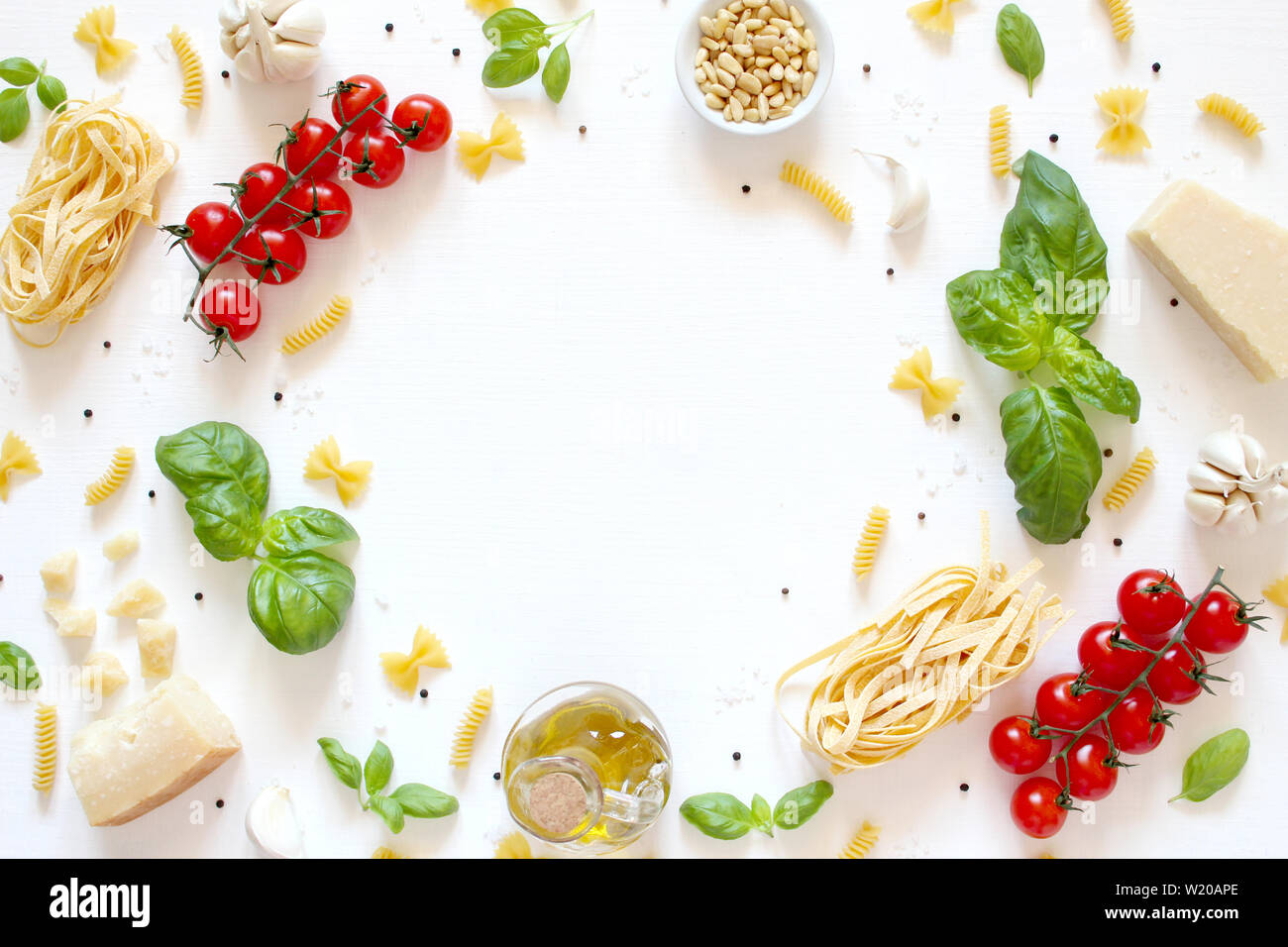 Food background with traditional ingredients for mediterranean cuisine ...