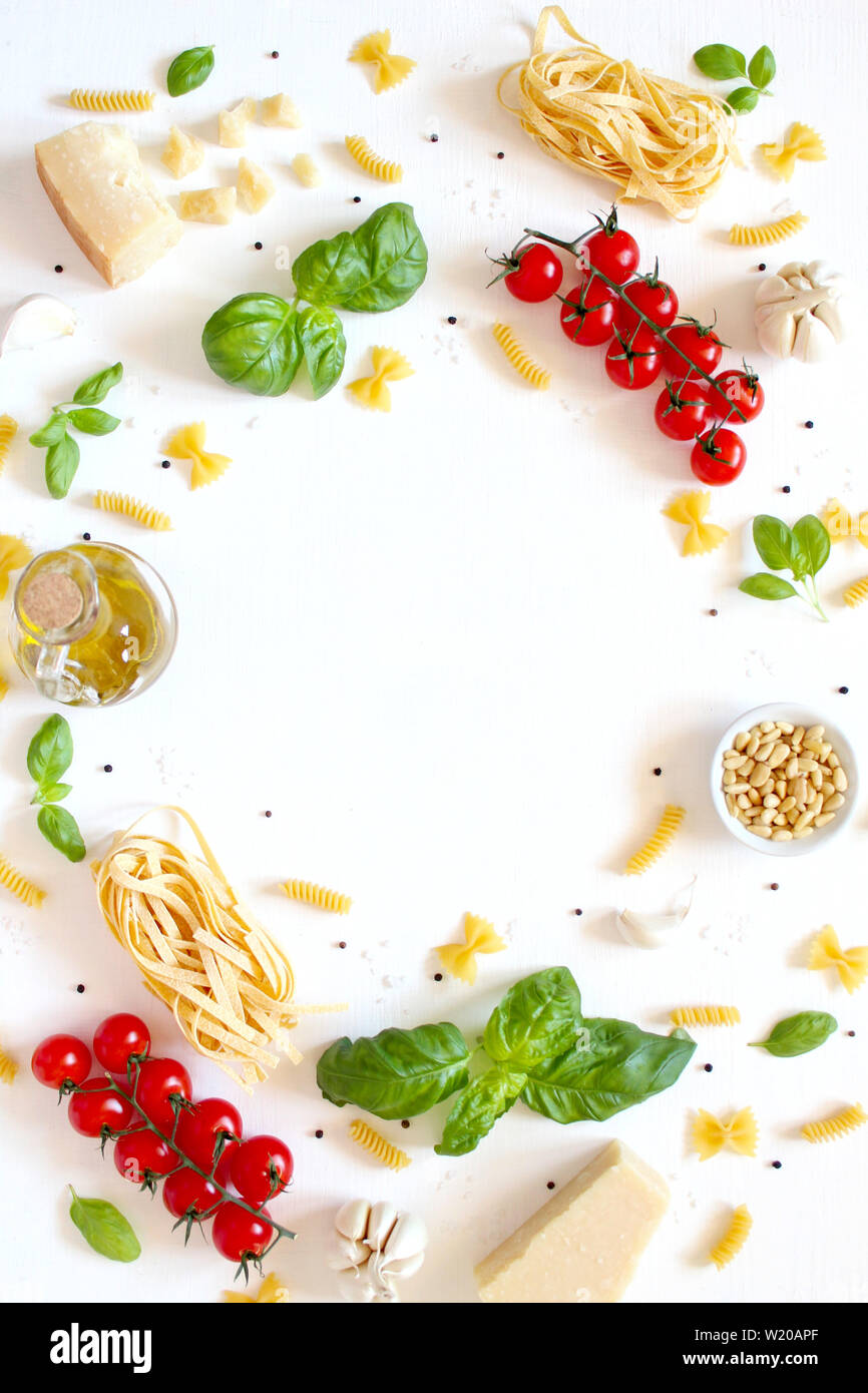 Food background with traditional ingredients for mediterranean cuisine ...
