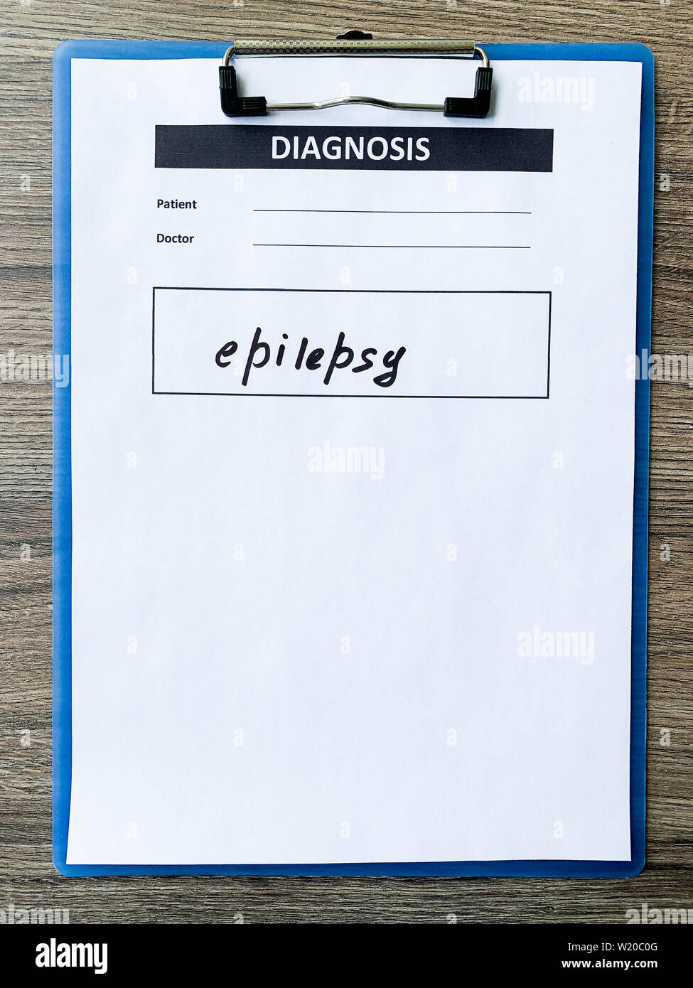 Diagnosis epilepsy in a medical form on the doctor desk Stock Photo - Alamy