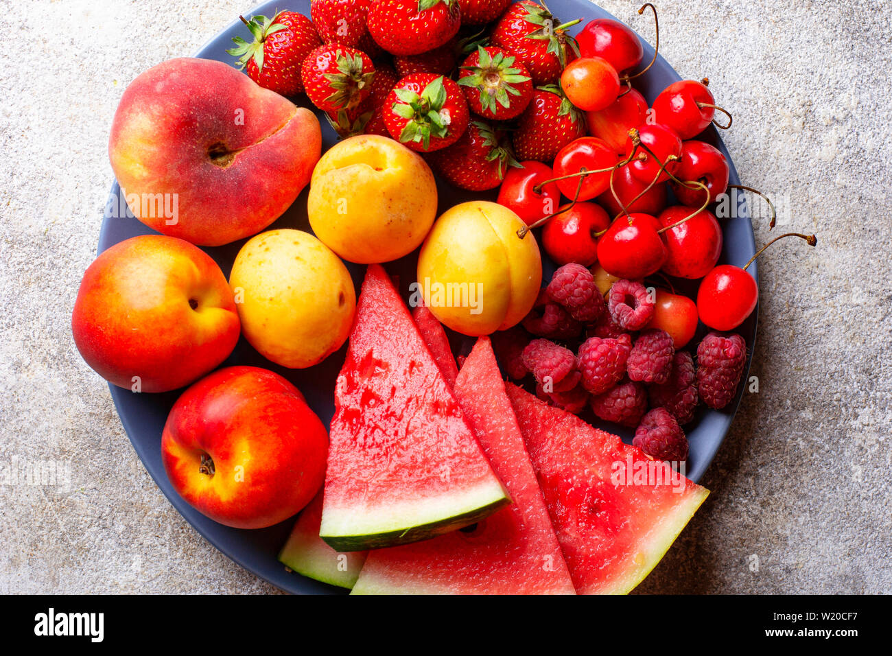 Different summer fruits and berries Stock Photo - Alamy