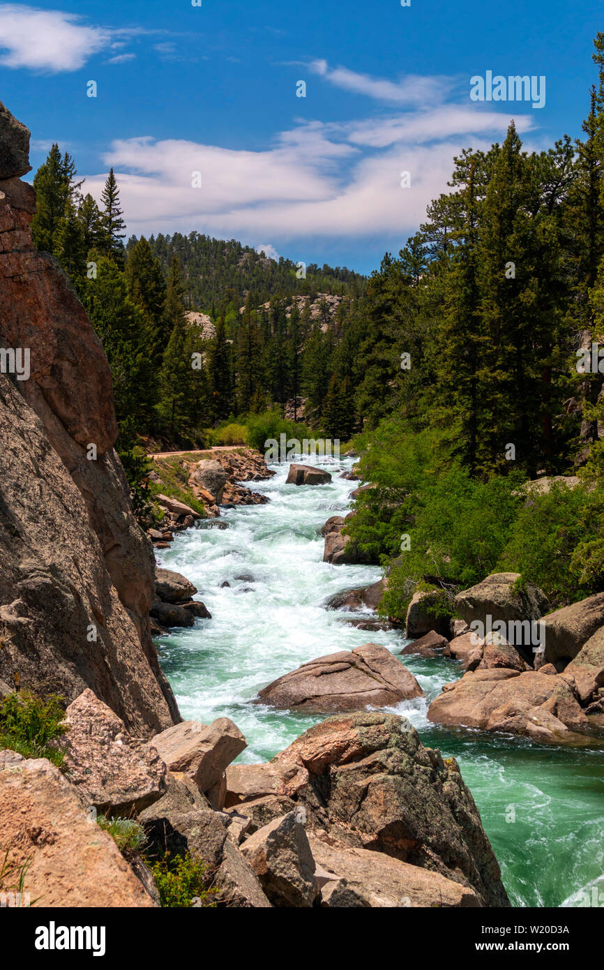 The South Platte River headwaters flowing through Eleven Mile Canyon ...