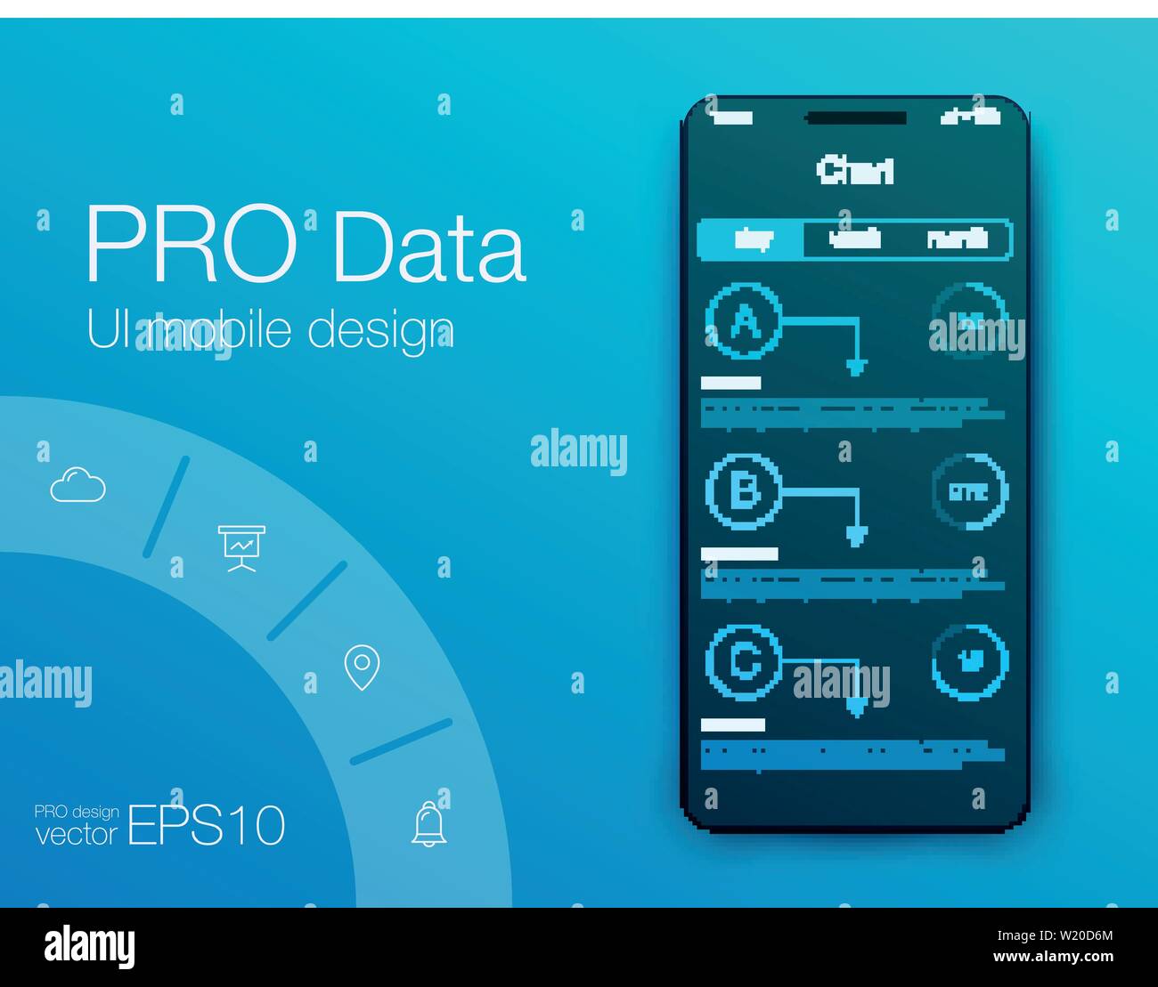 Vector graphics mobile infographics with three options. Template for ...