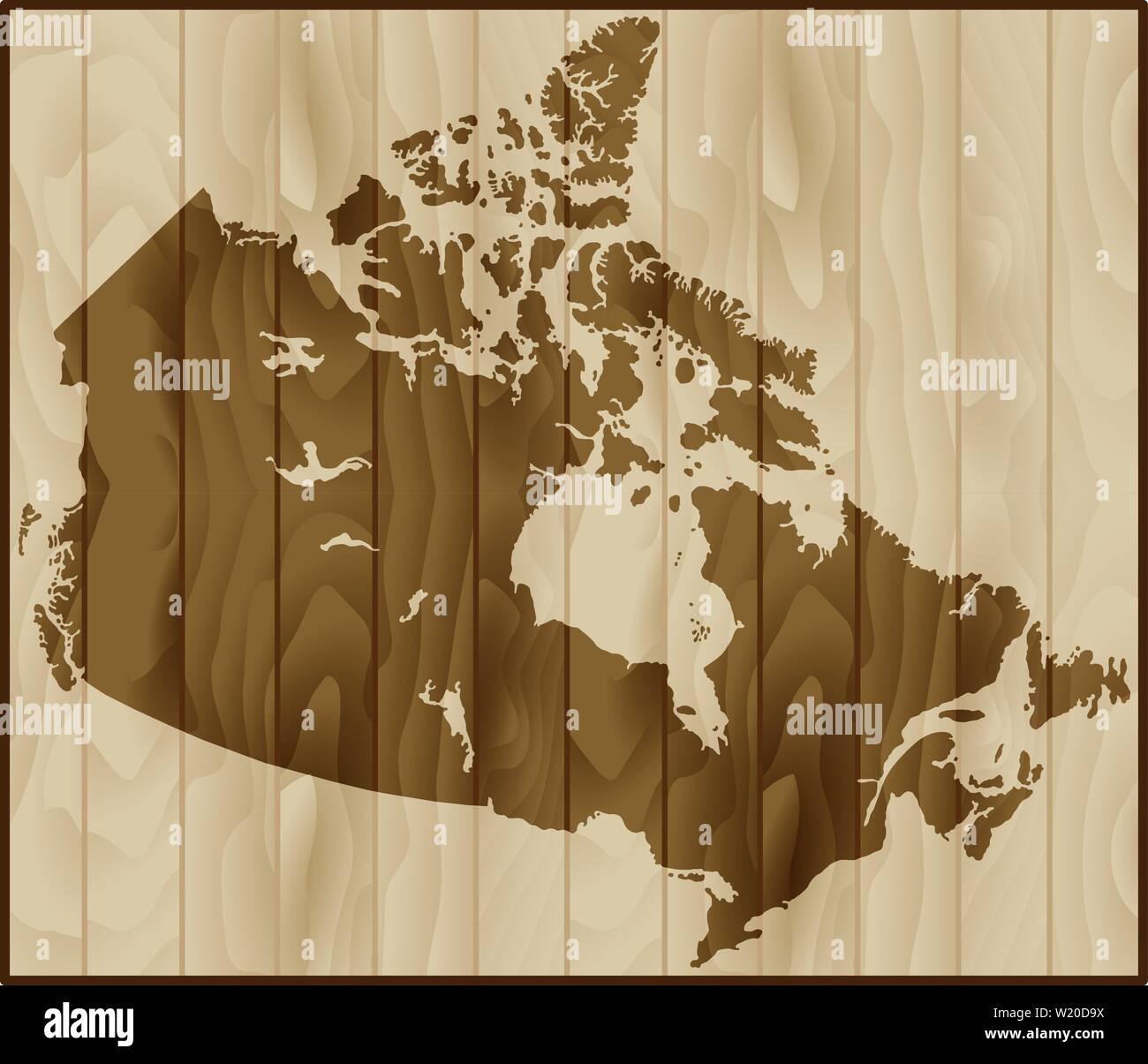Vector illustration Canada map on wood background Stock Vector Image ...