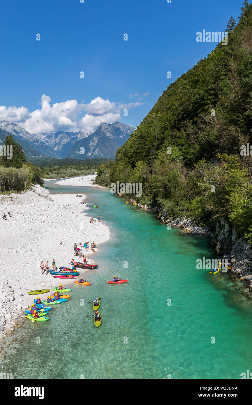 Kayaking in the Soca Valley, Slovenia Stock Photo - Alamy