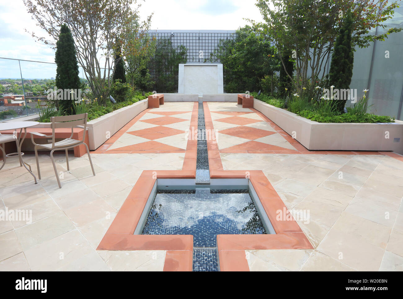The Garden of Life at the top of the Islamic Aga Khan Centre at Kings Cross, north London, UK ...