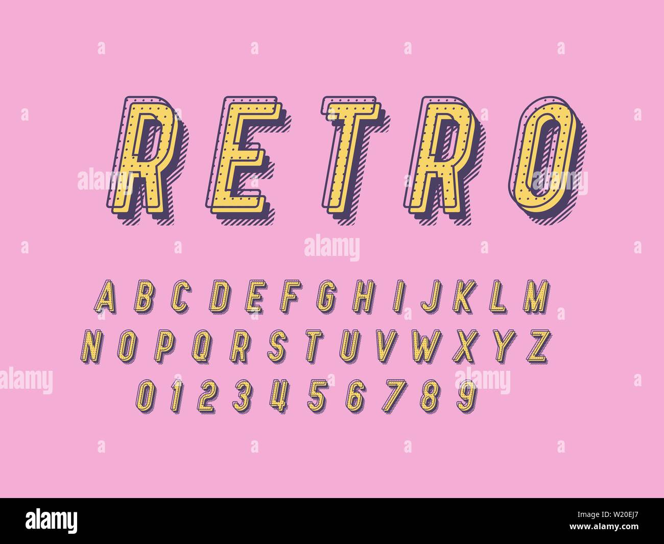 Retro font and alphabet. Stock vector illustration Stock Vector Image ...
