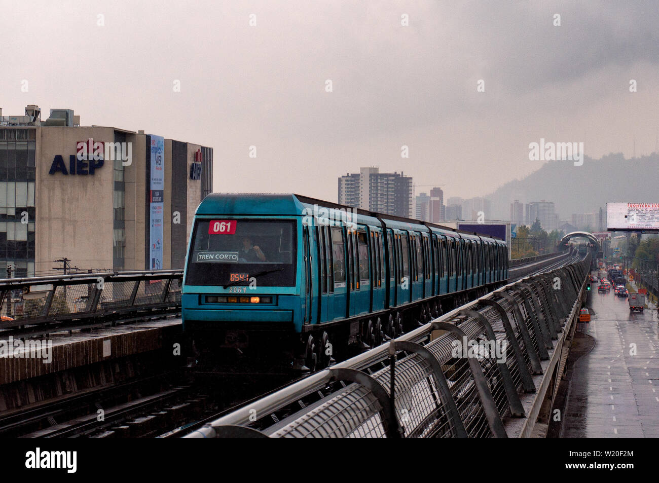 SANTIAGO, CHILE - OCTOBER 2015: A NS93 Metro de Santiago train on the ...