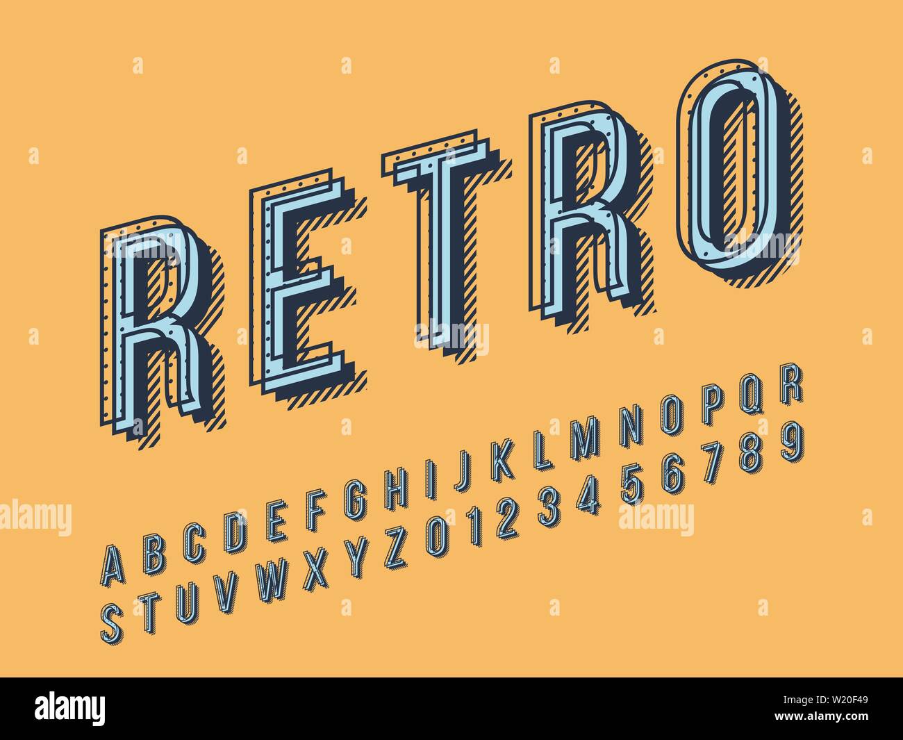 Retro font and alphabet. Stock vector illustration Stock Vector Image ...
