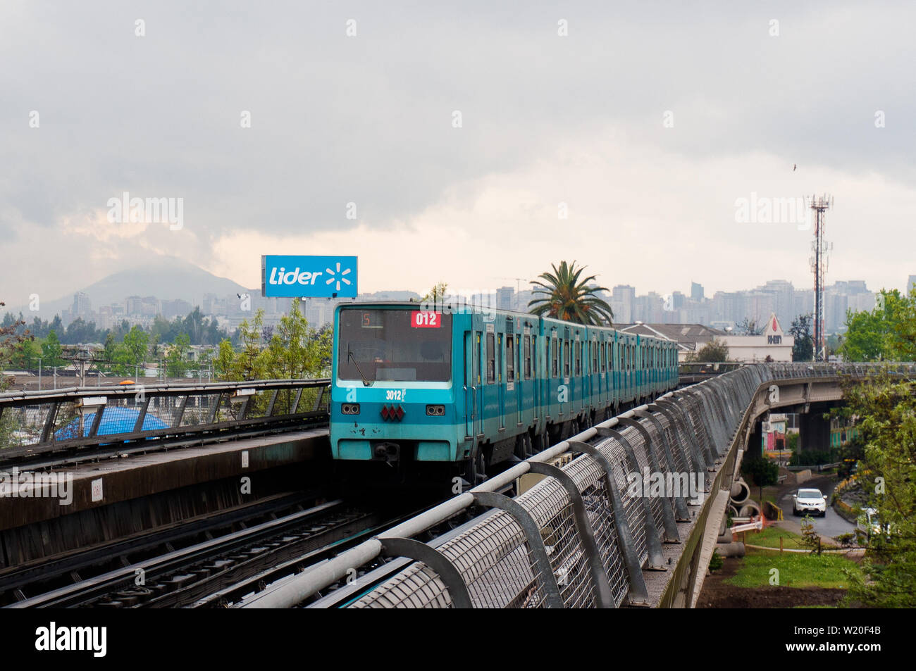 SANTIAGO, CHILE - OCTOBER 2015: A NS74 Metro de Santiago train entering ...