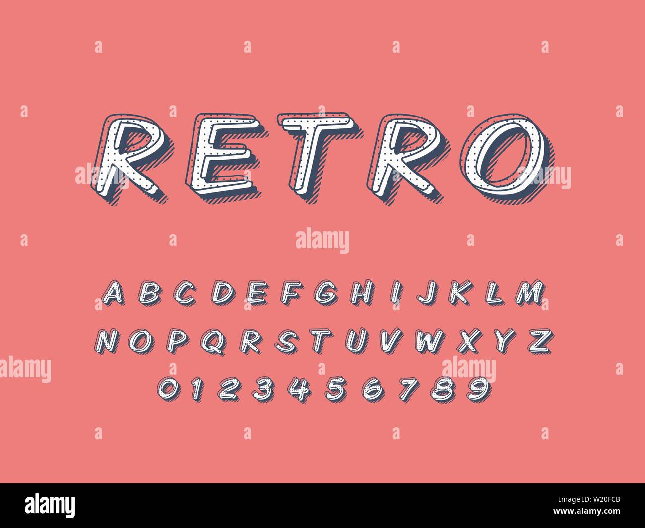 Retro font and alphabet. Stock vector illustration Stock Vector Image ...