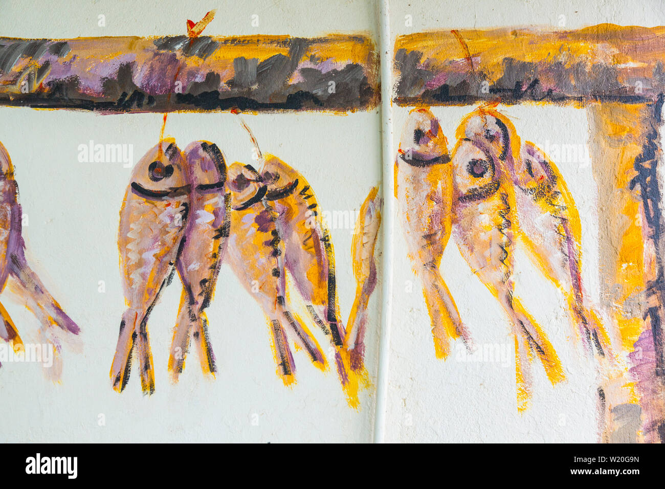 Bokkom painting, Velddrif Village, Berg River, West Coast Peninsula ...