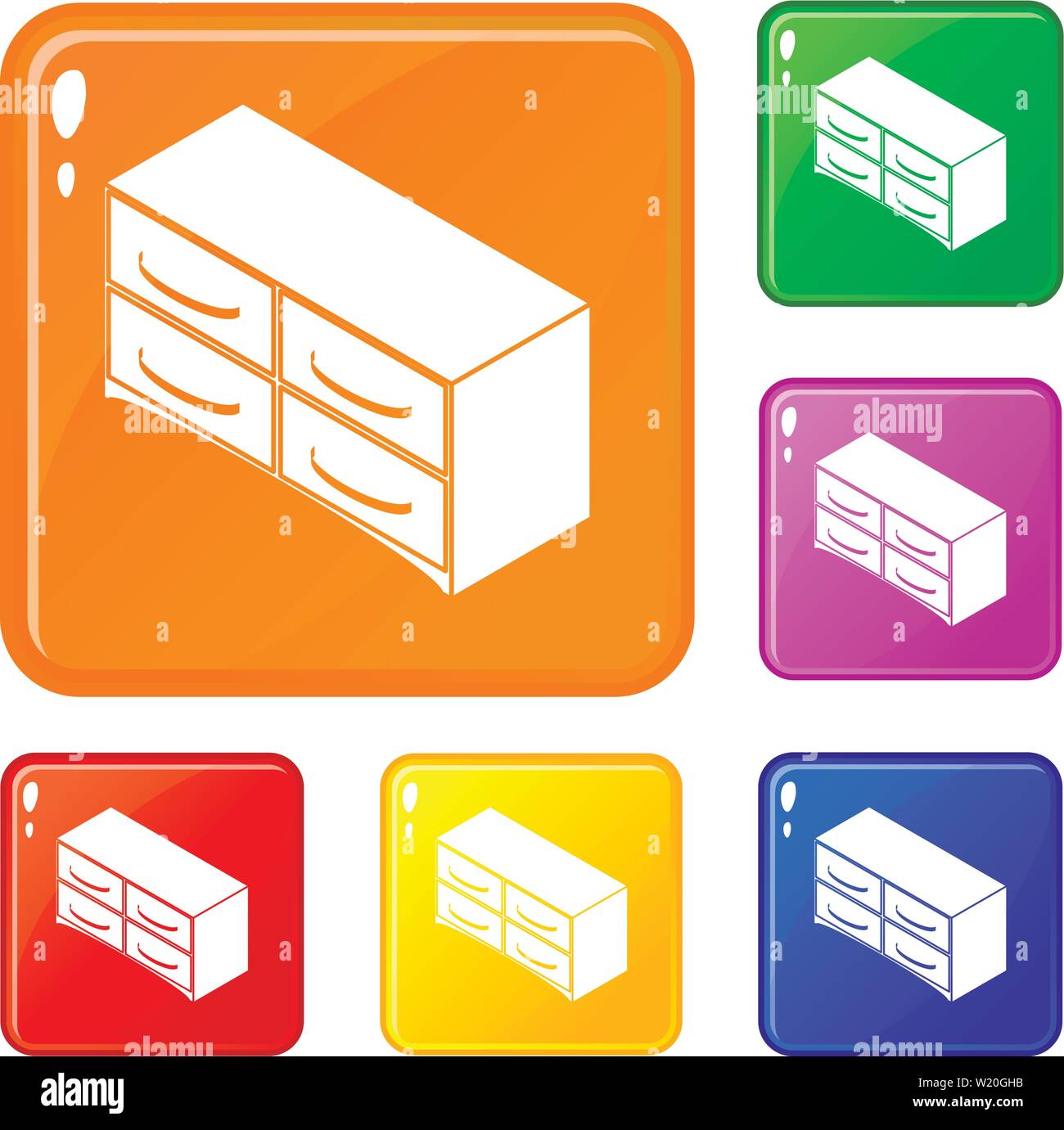 Chest of drawers icons set vector color Stock Vector Image & Art - Alamy