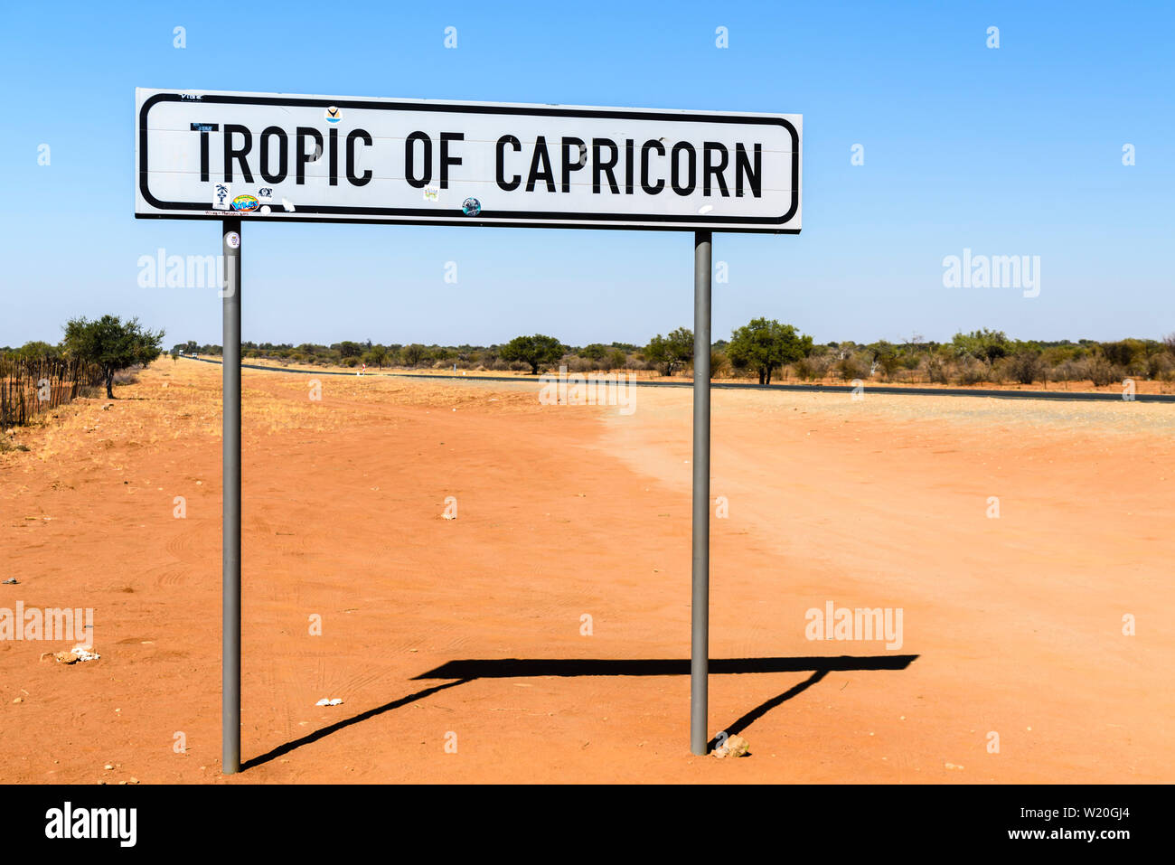 Sign at the Tropic of Capricorn on the B1, between Stock Photo - Alamy
