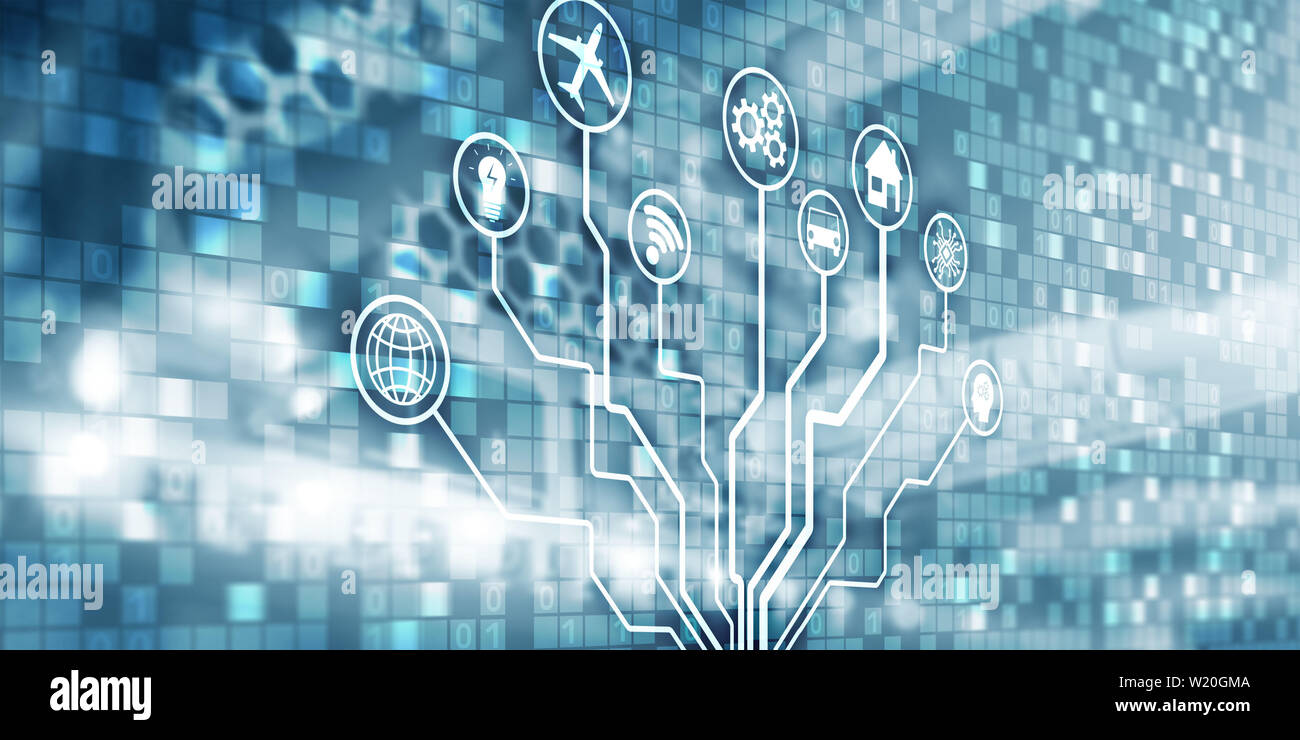 IOT. DIgitalization, Digital disruption background matrix information ...