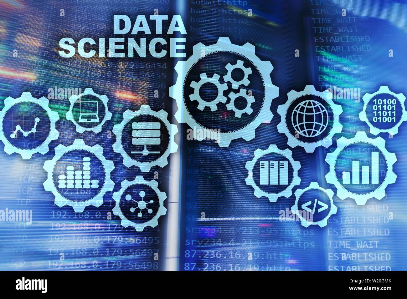 Data Science Artificial Intelligence Concept. Futuristic Supercomputer background Stock Photo ...