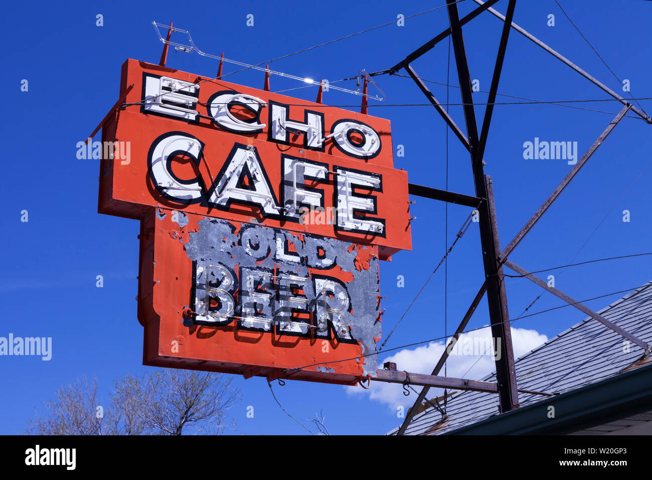 Echo Café sign in Echo, Utah. The city of Echo was once a junction ...