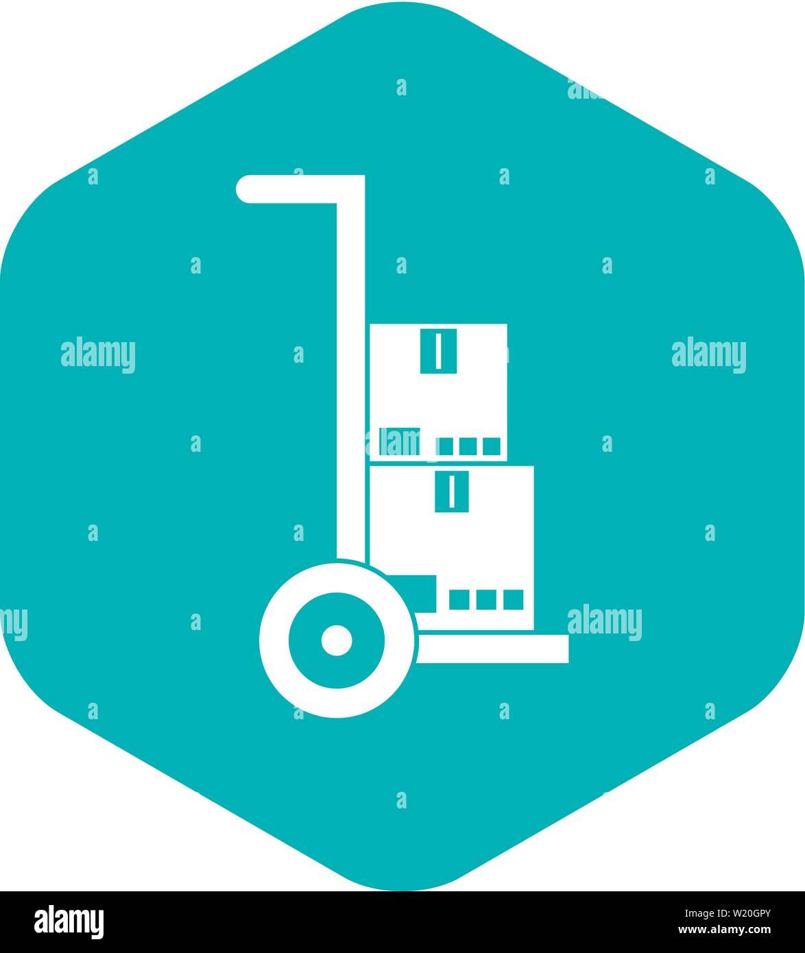 Hand cart with cardboards icon, simple style Stock Vector Image & Art ...