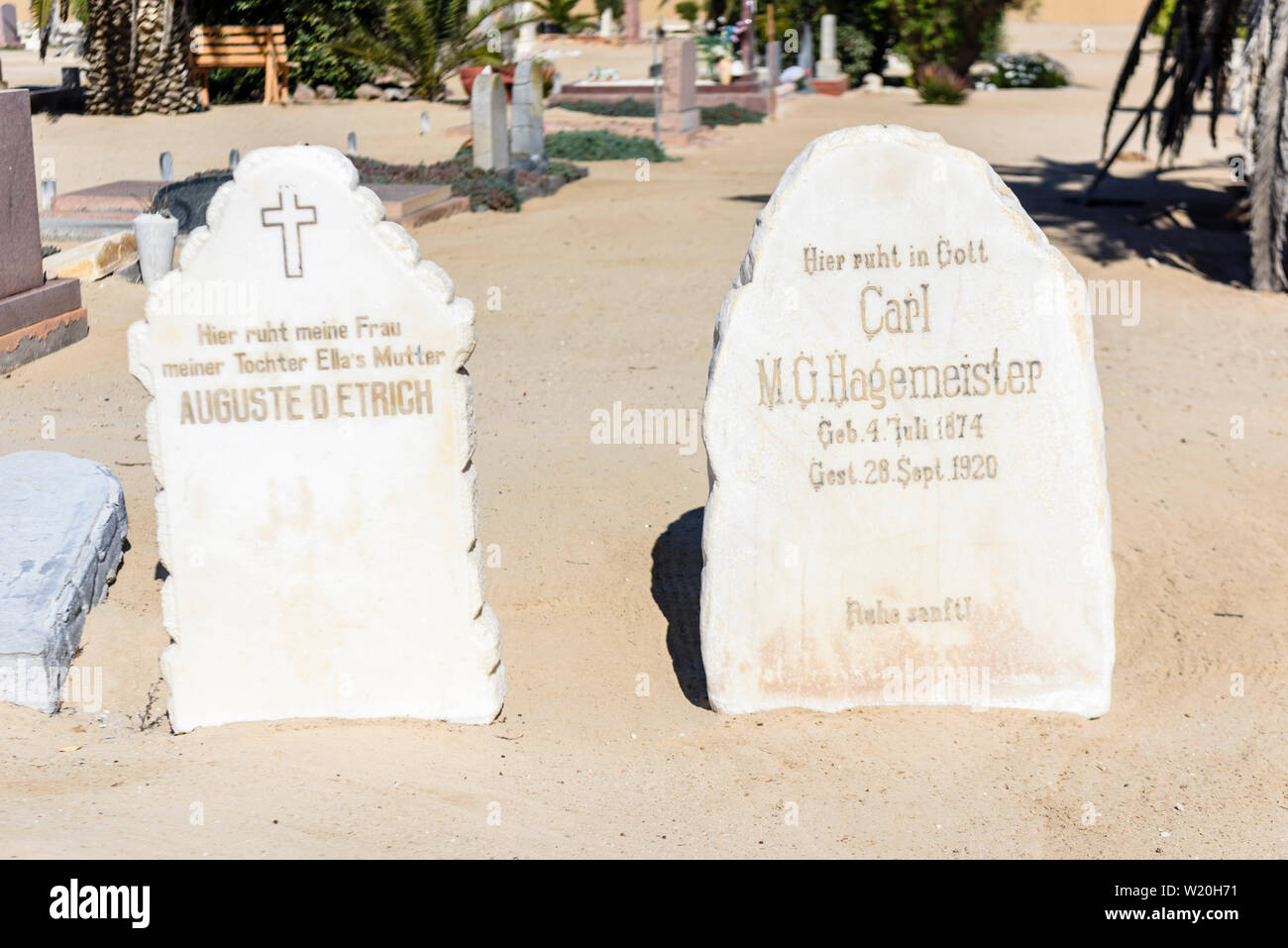 Headstones in a German graveyard, Namibia Stock Photo - Alamy