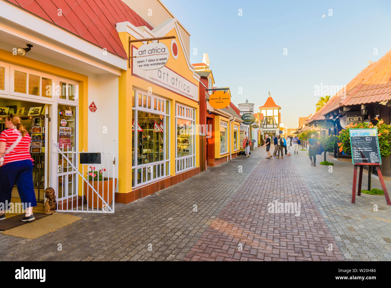 Colourful shopping street in Swakopmund, Namibia Stock Photo - Alamy