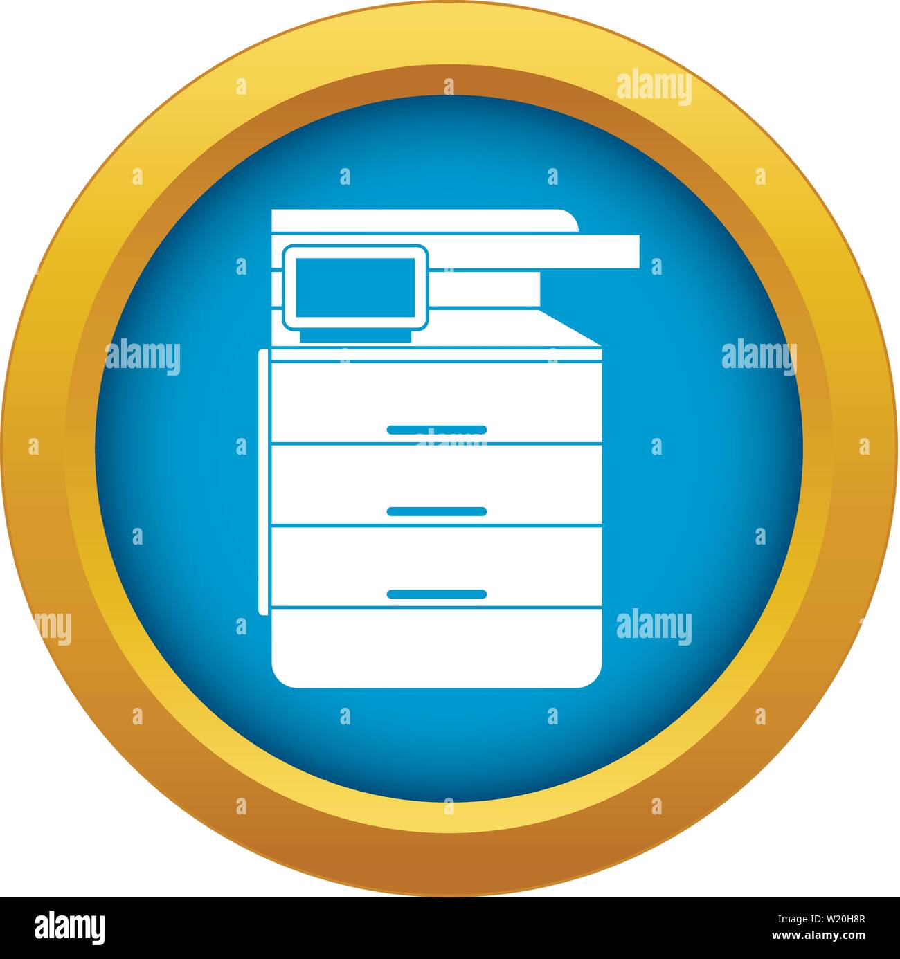 Multipurpose device, fax, copier and scanner icon blue vector isolated ...