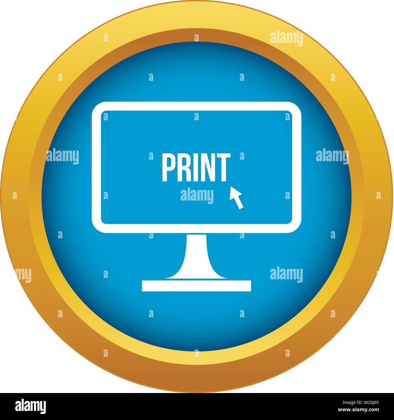 Print word on a computer monitor icon blue vector isolated Stock Vector ...
