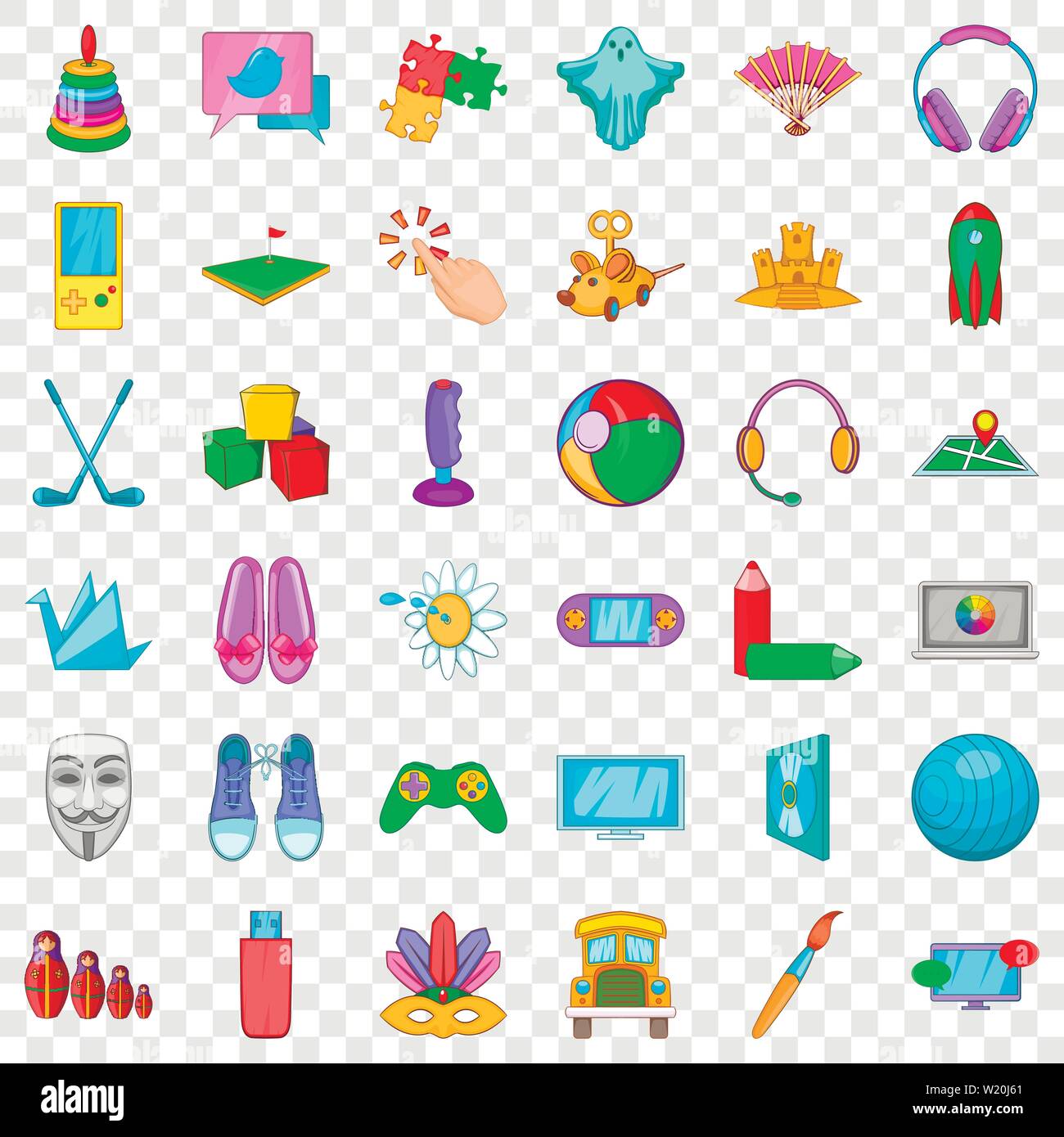Elementary icons set, cartoon style Stock Vector Image & Art - Alamy