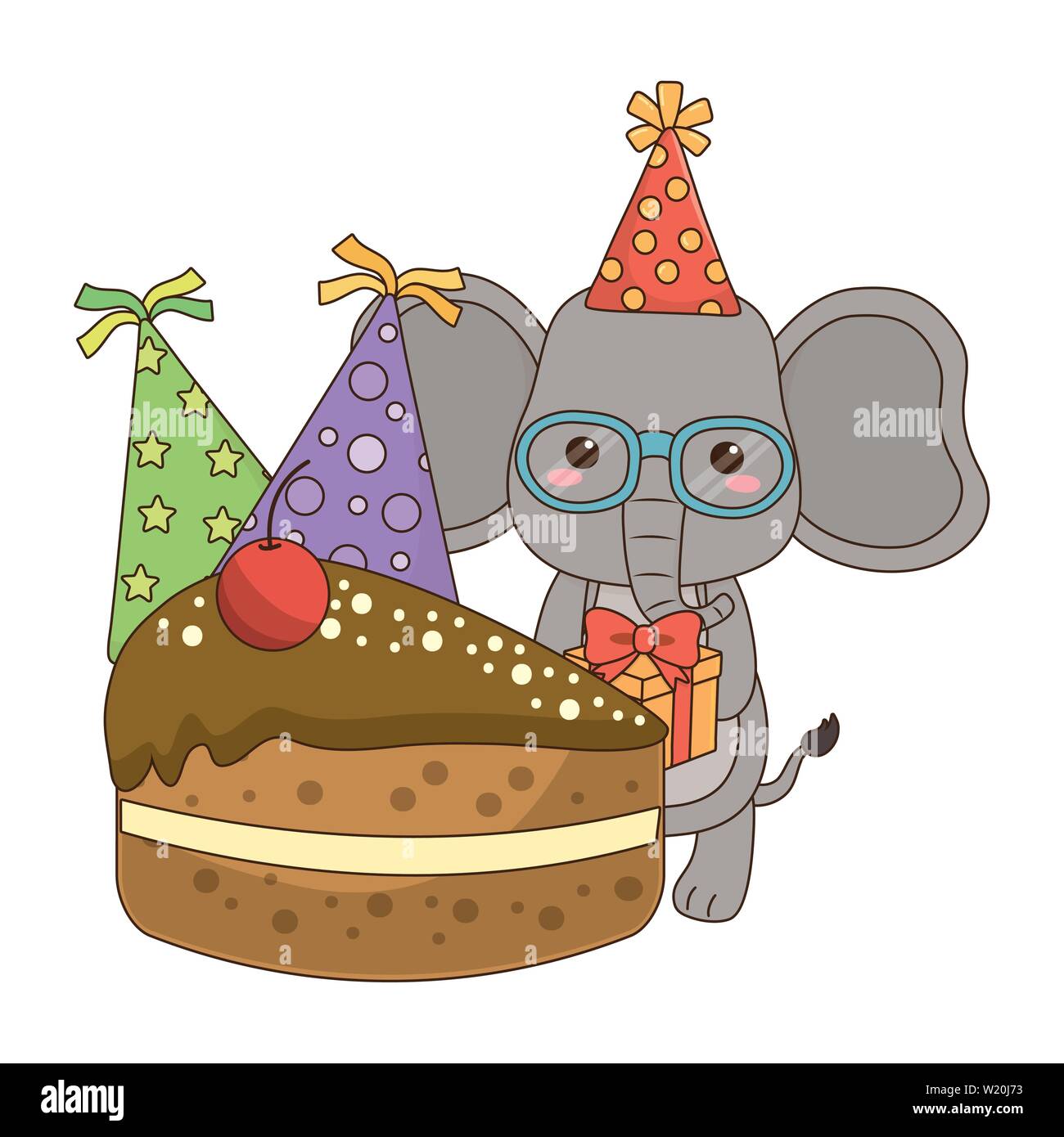 Elephant cartoon design, Animal happy birthday celebration decoration ...