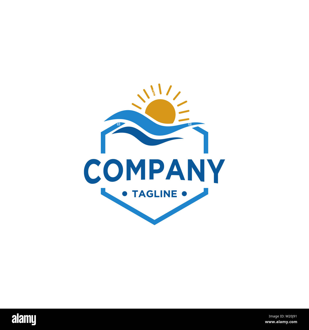 Sea and Sun logo design or illustration Stock Photo - Alamy