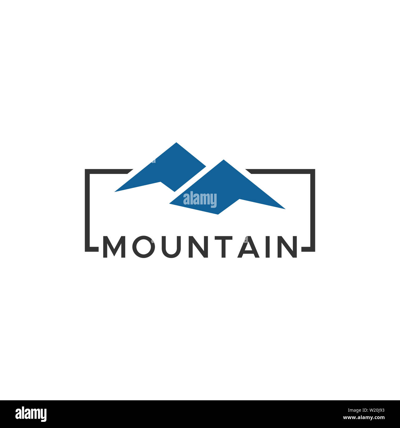 Mountain logo design with blue color Stock Photo - Alamy