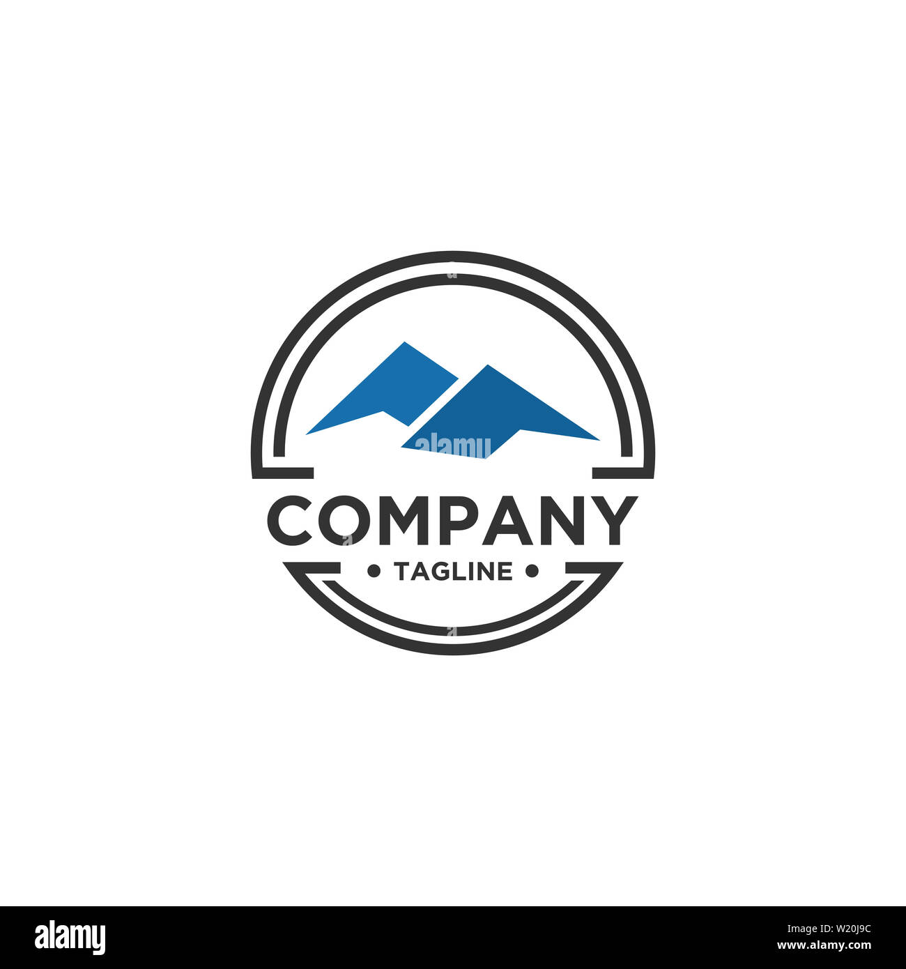 Mountain logo design with blue color Stock Photo - Alamy