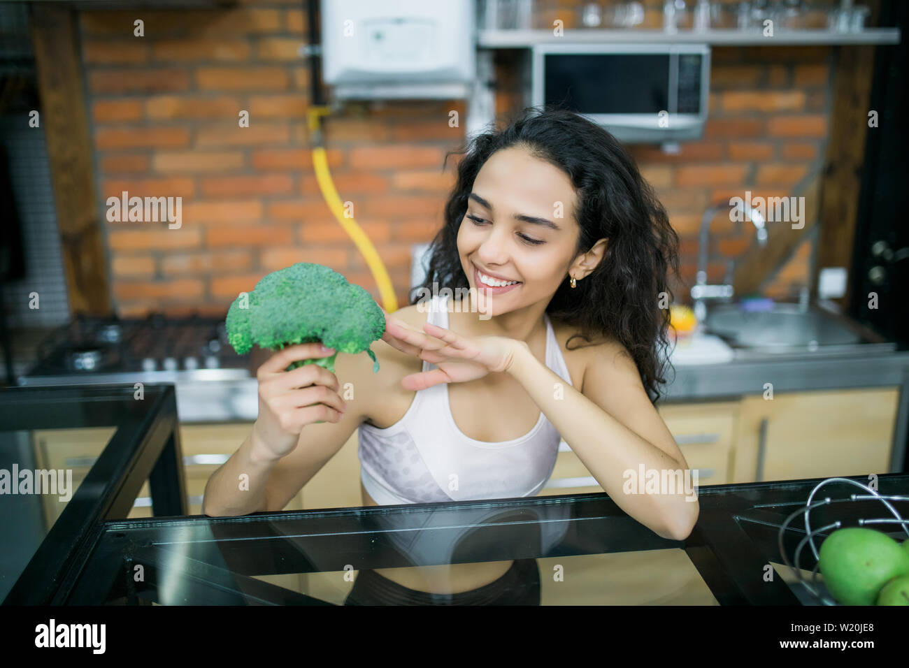 Strong woman broccoli in hi-res stock photography and images - Alamy