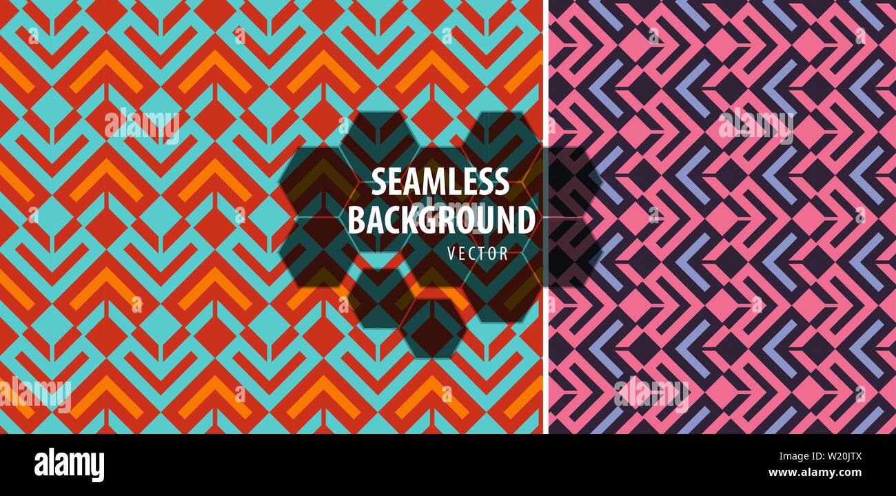 Seamless background set. Colorful pattern vector illustration Stock ...
