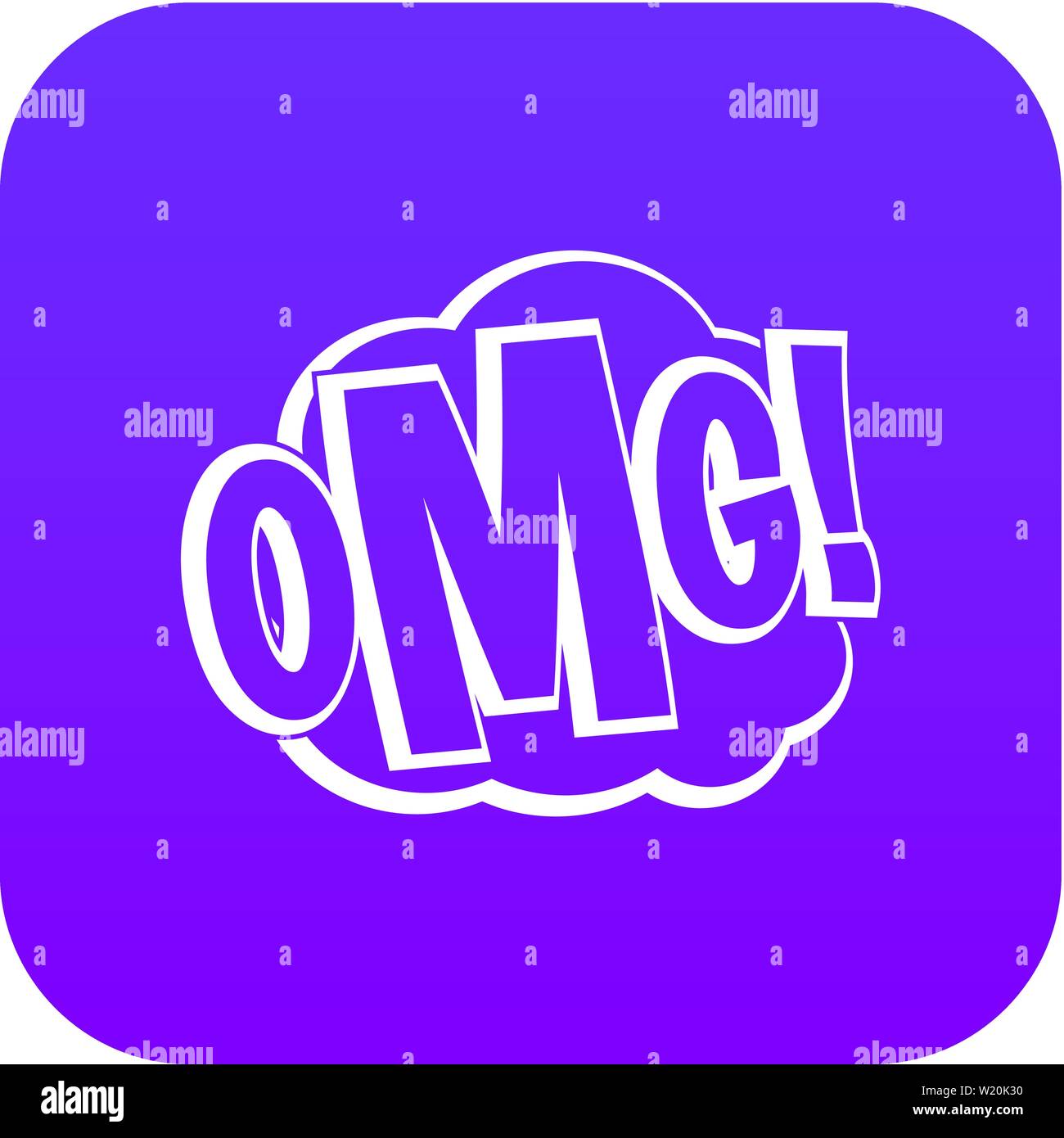 OMG, comic text speech bubble icon digital purple Stock Vector Image ...