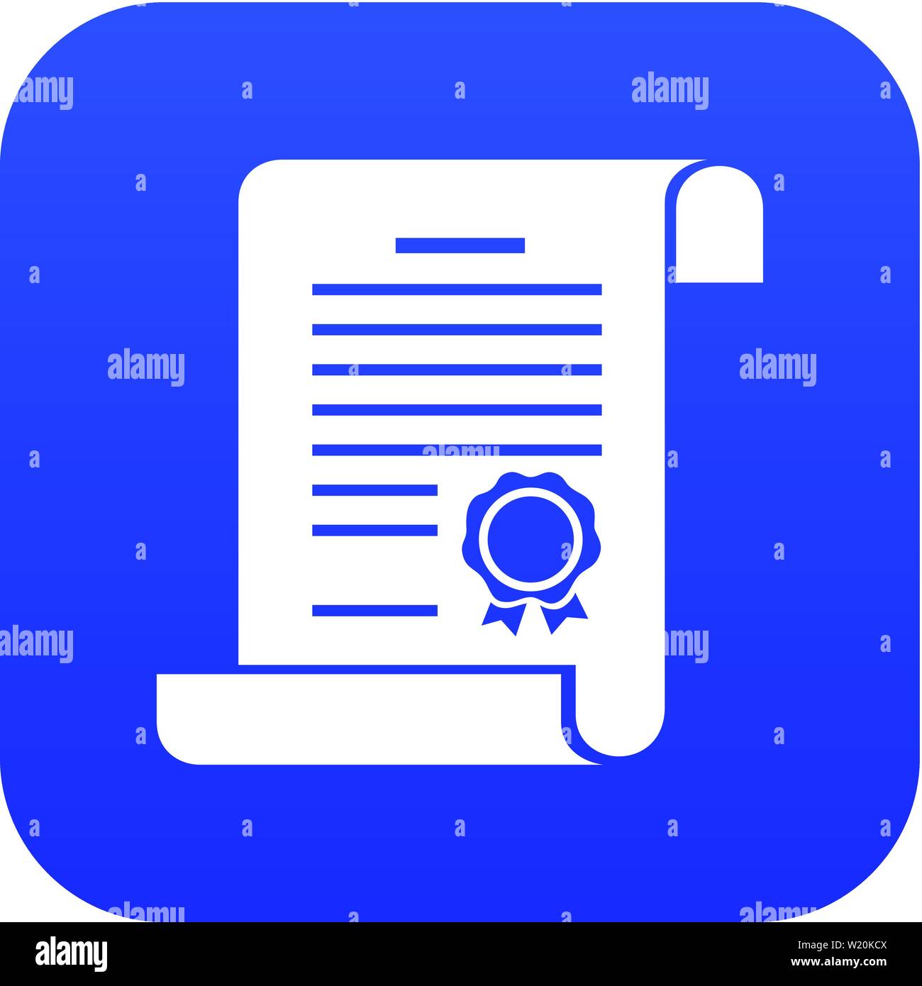 Certificate icon blue vector Stock Vector Image & Art - Alamy