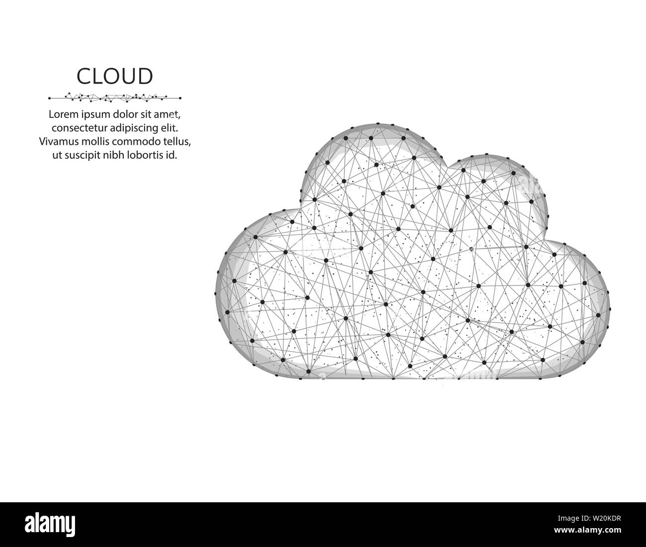 Cloud low poly design, weather in polygonal style, cloud server wire ...